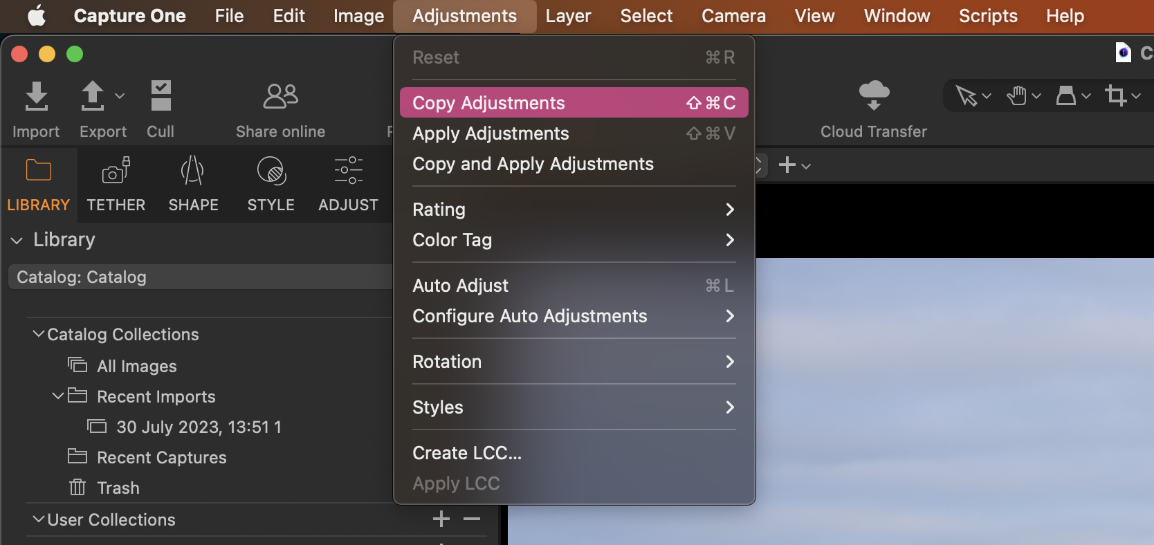 Copy and Apply adjustments and layers – Home