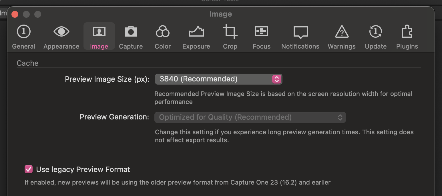 Capture One Preferences/Settings: Image tab – Home Capture One Preferences/Settings: Image tab – Home
