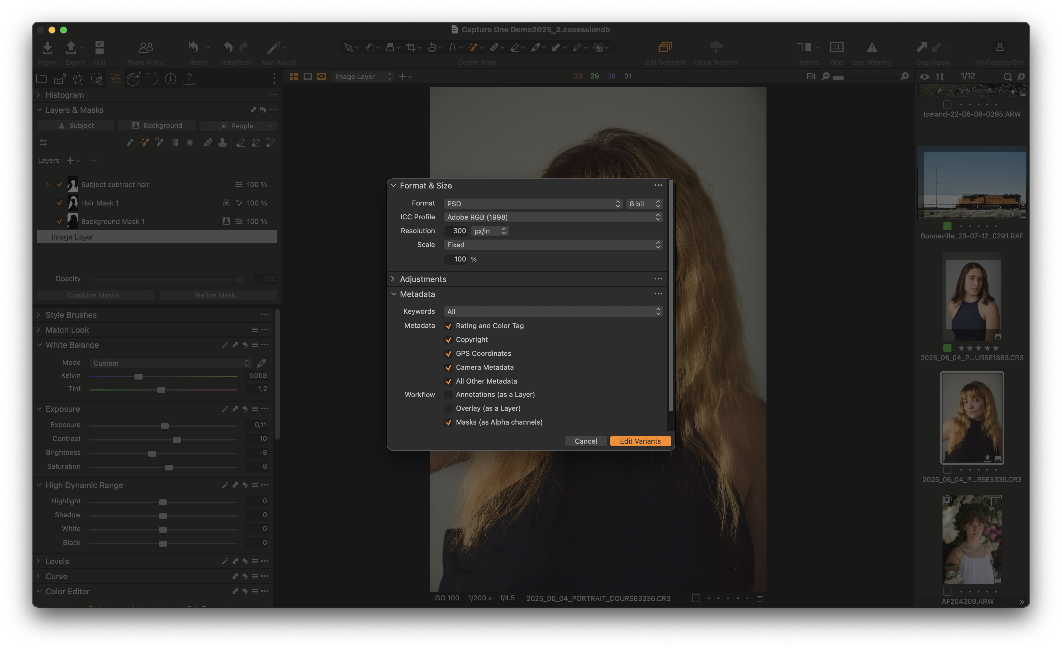 Export masks from Capture One to Photoshop – Home