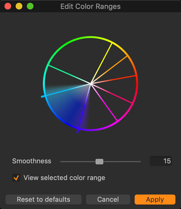 Adjusting a color range – Capture One
